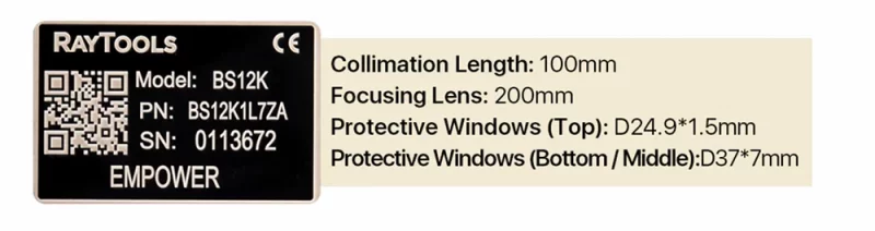 Raytools 0-12KW Fiber Laser Cutting Head BS12K - YUPEC